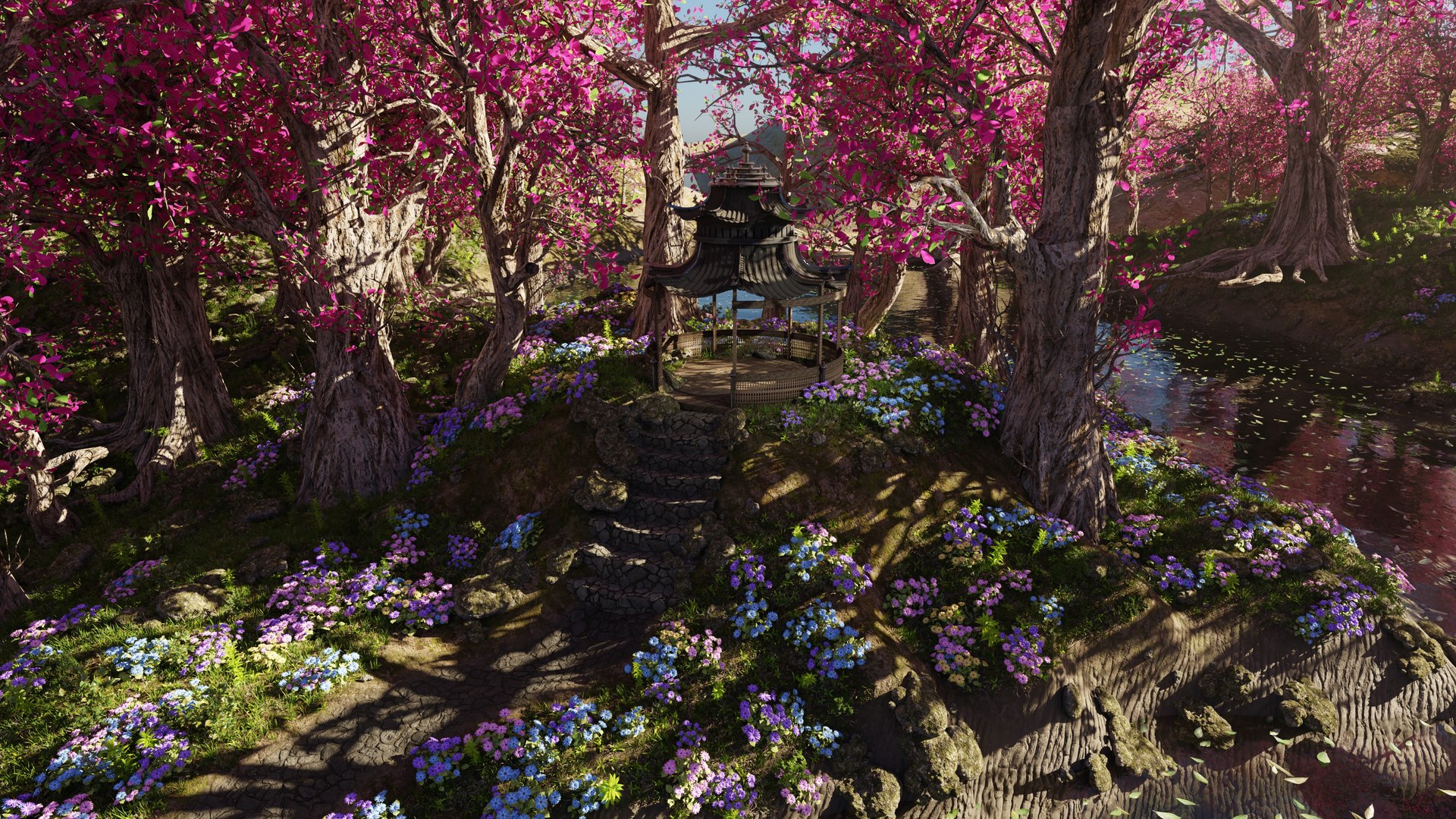 Japanese Gazebo Scene 3D Model - TurboSquid 1866889