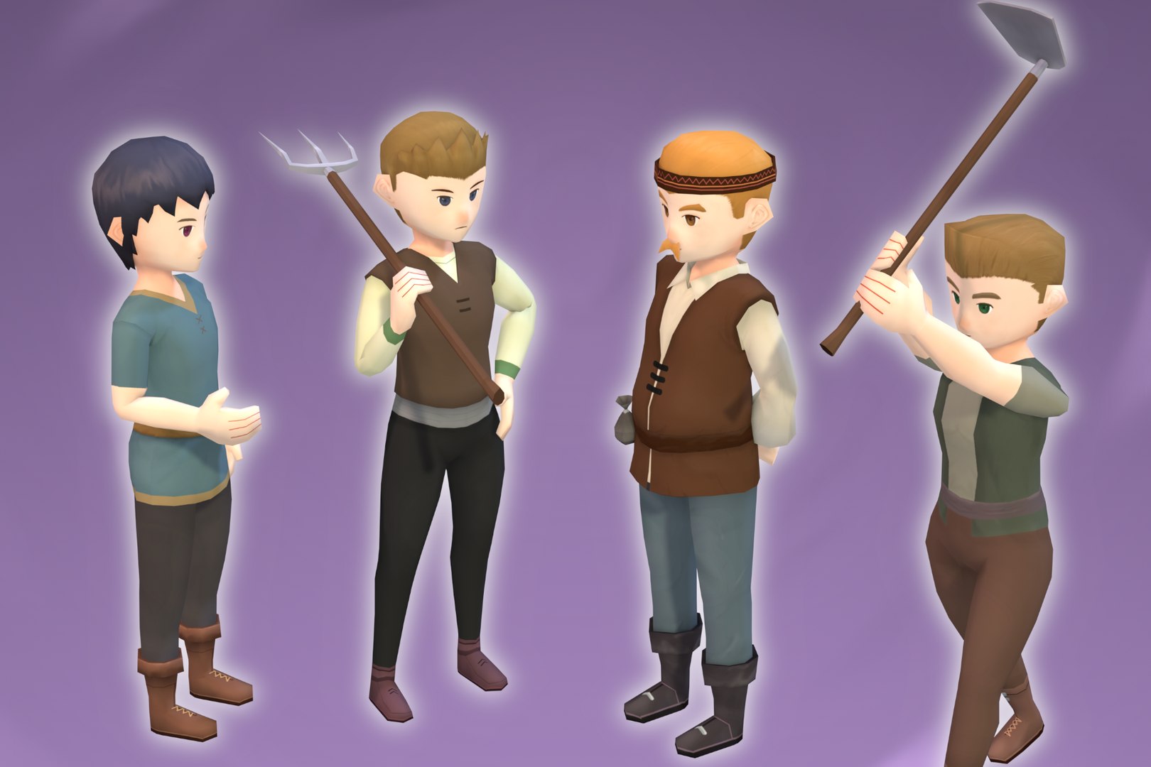 3D Stylized NPC - Male Peasants Pack - TurboSquid 2071031