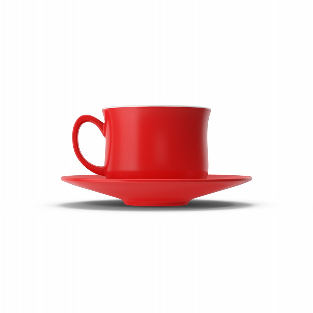 Red Tea Cup And Saucer 3D Model - TurboSquid 2033165