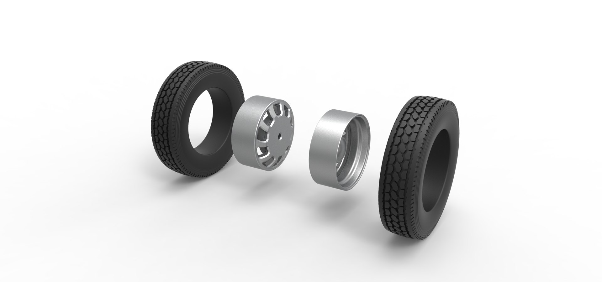Diecast Rear Custom Wheel Of Semi Truck Version 8 Scale 1 To 25 3D ...