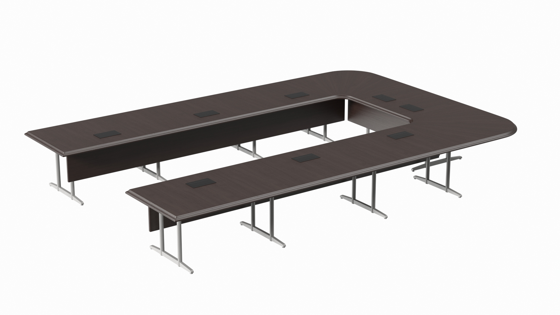 3D Modern U Shape Conference Table Dark Wood - TurboSquid 1767394
