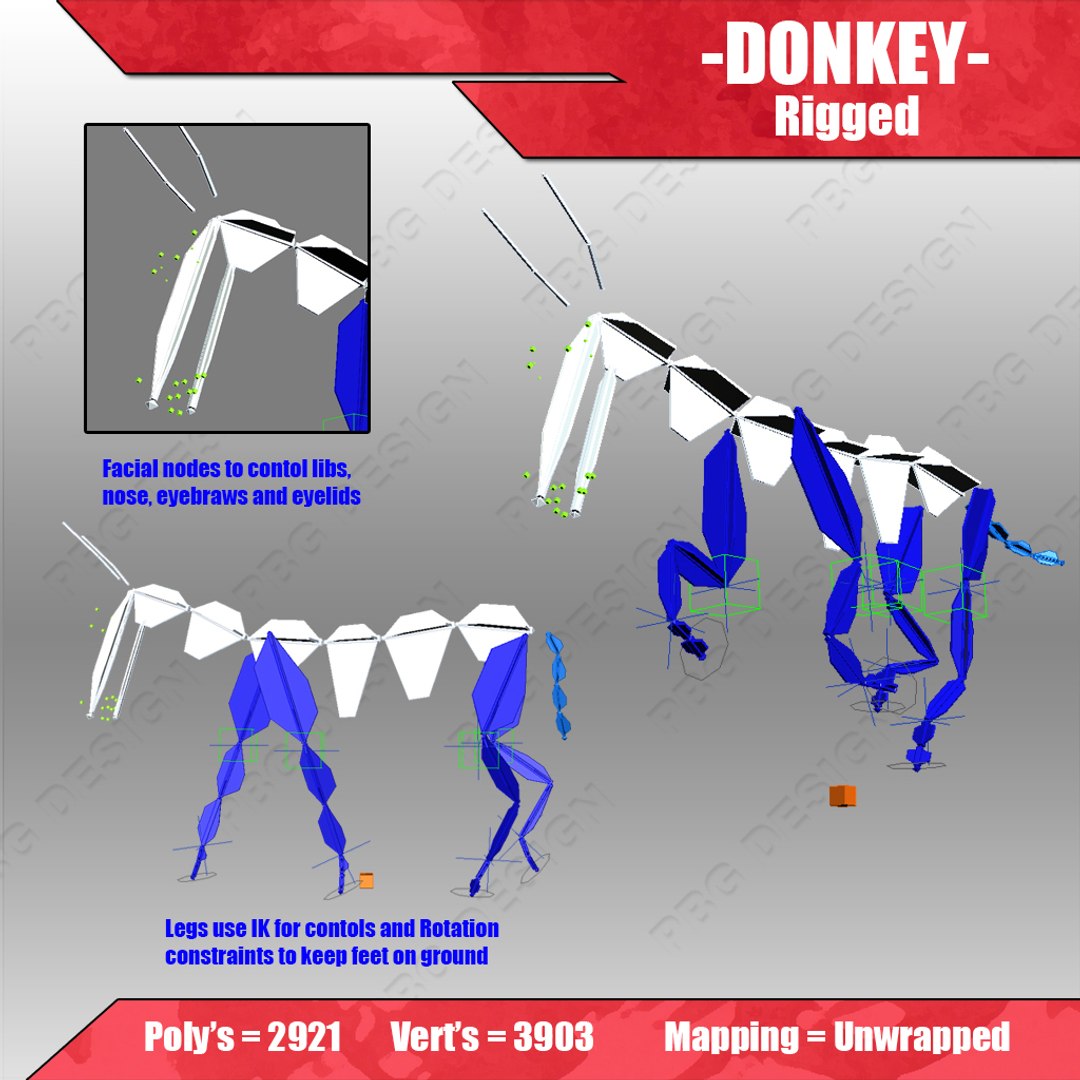 Donkey Animations 3d Model