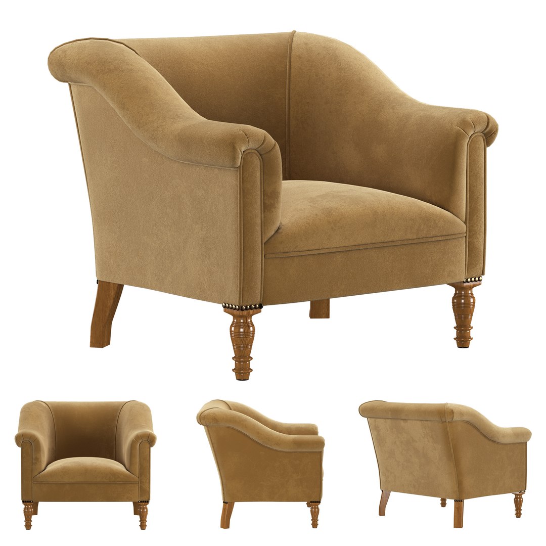 Short Scroll Arm Signature Chair 3D Model - TurboSquid 2188414