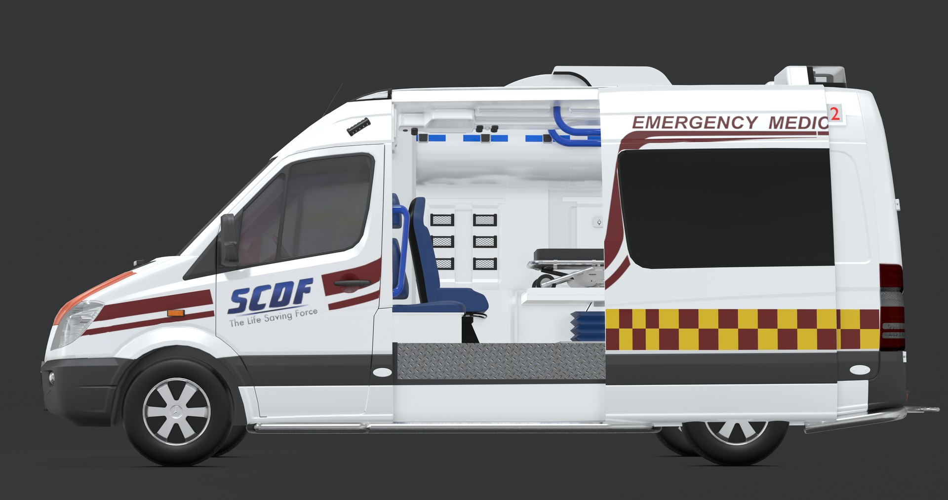 SCDF Mercedes-Benz Sprinter Emergency Ambulance 3D - TurboSquid 2430171