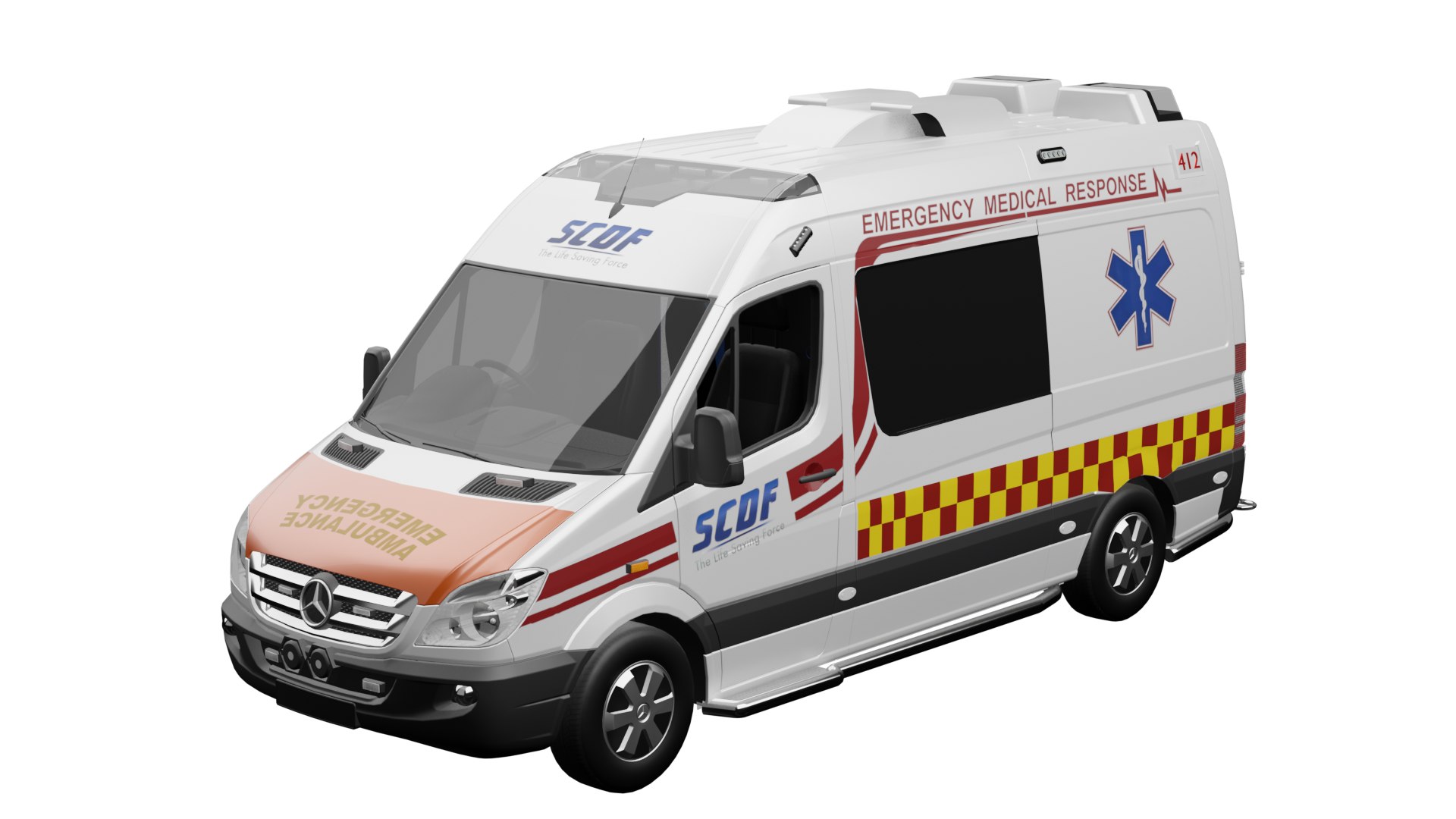 SCDF Mercedes-Benz Sprinter Emergency Ambulance 3D - TurboSquid 2430171