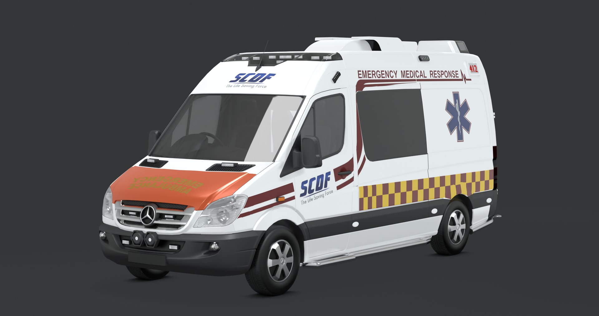 SCDF Mercedes-Benz Sprinter Emergency Ambulance 3D - TurboSquid 2430171