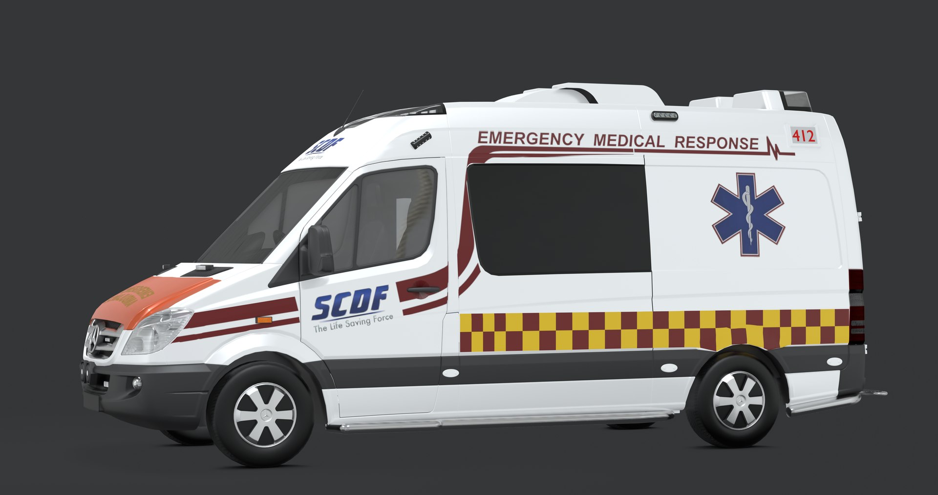 SCDF Mercedes-Benz Sprinter Emergency Ambulance 3D - TurboSquid 2430171
