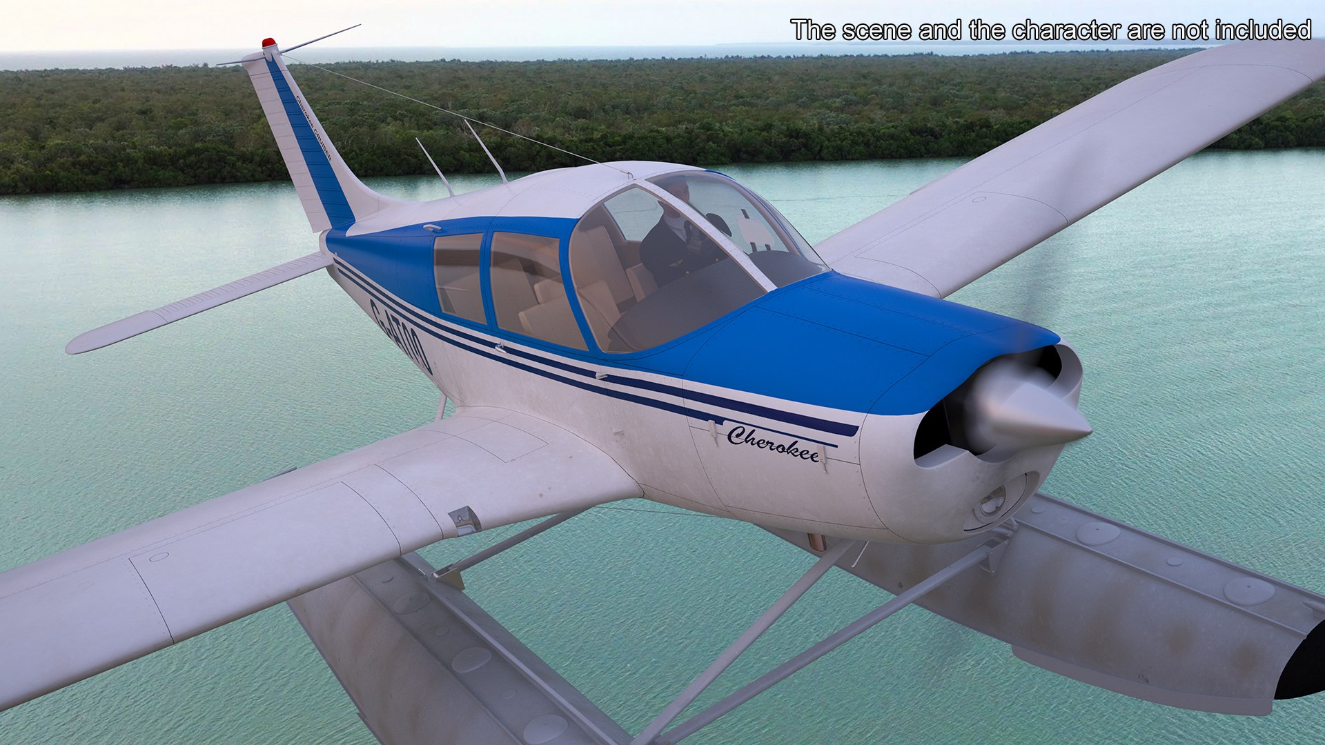 Personal Seaplane Aircraft Piper PA-28 Cherokee Rigged For Maya Model ...