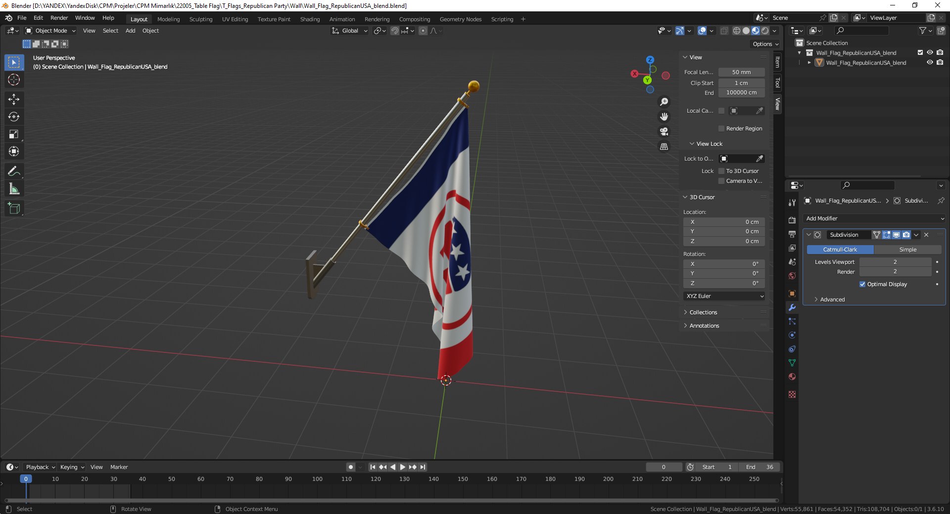 3D Wall Flag USA Republican GOP - TurboSquid 2210488