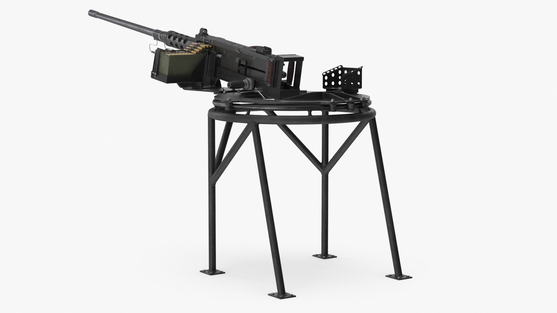 3D Pickup Mounted Heavy Machine Gun With Ring Mount Rigged For Cinema ...