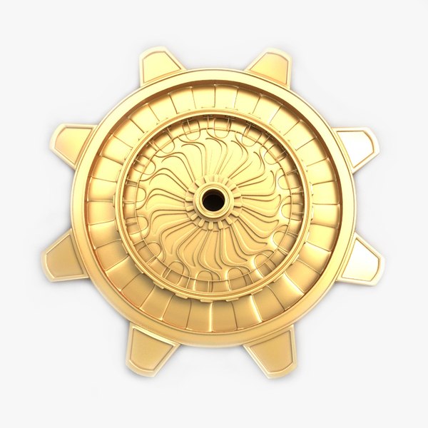 3d golden cog wheel model