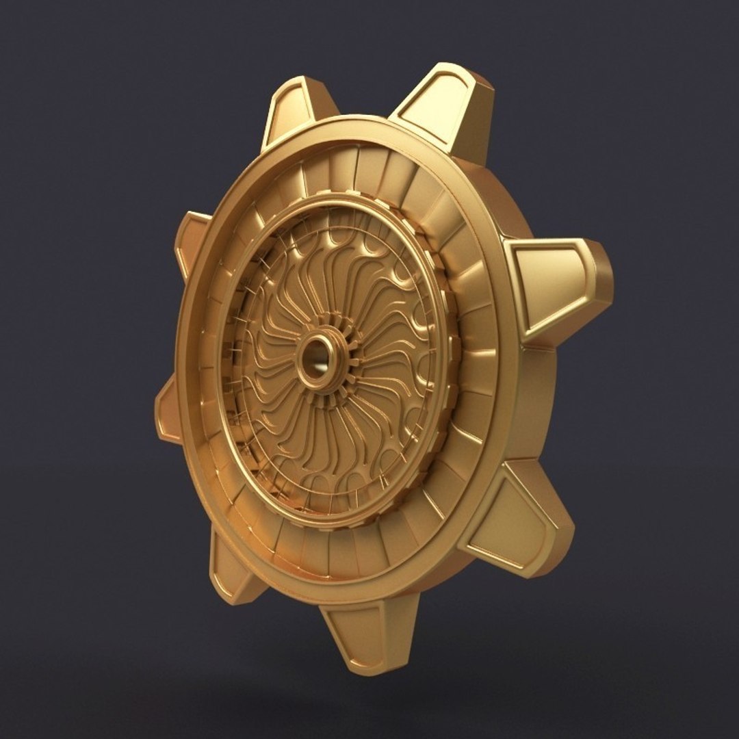 3d Golden Cog Wheel Model
