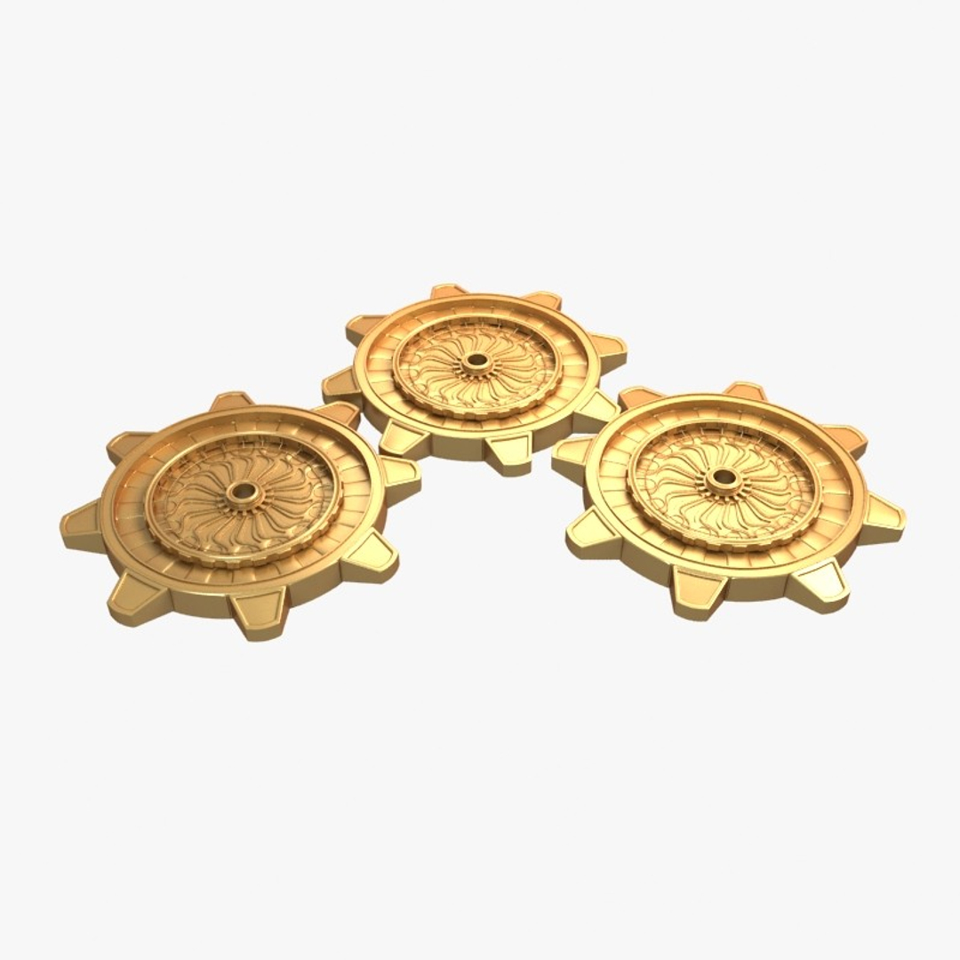 3d Golden Cog Wheel Model