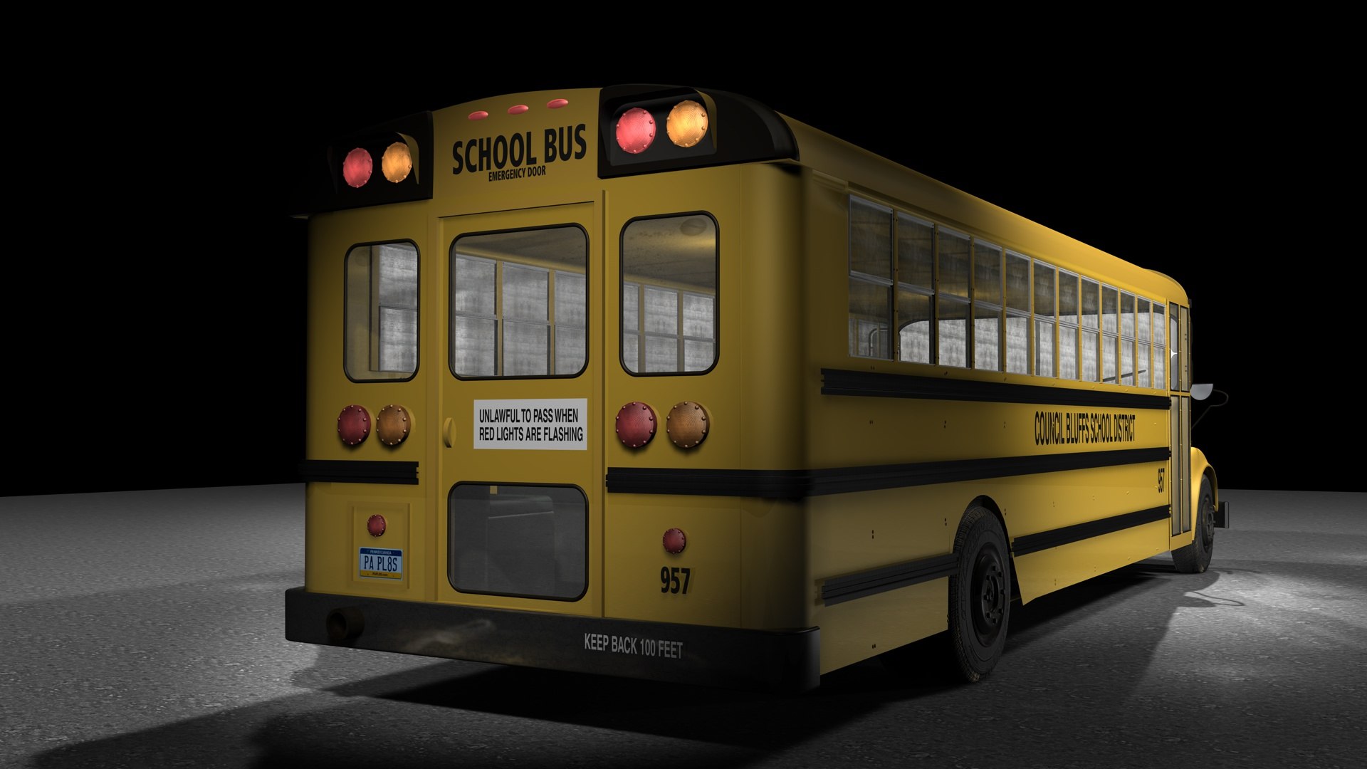 3d Yellow School Bus Model