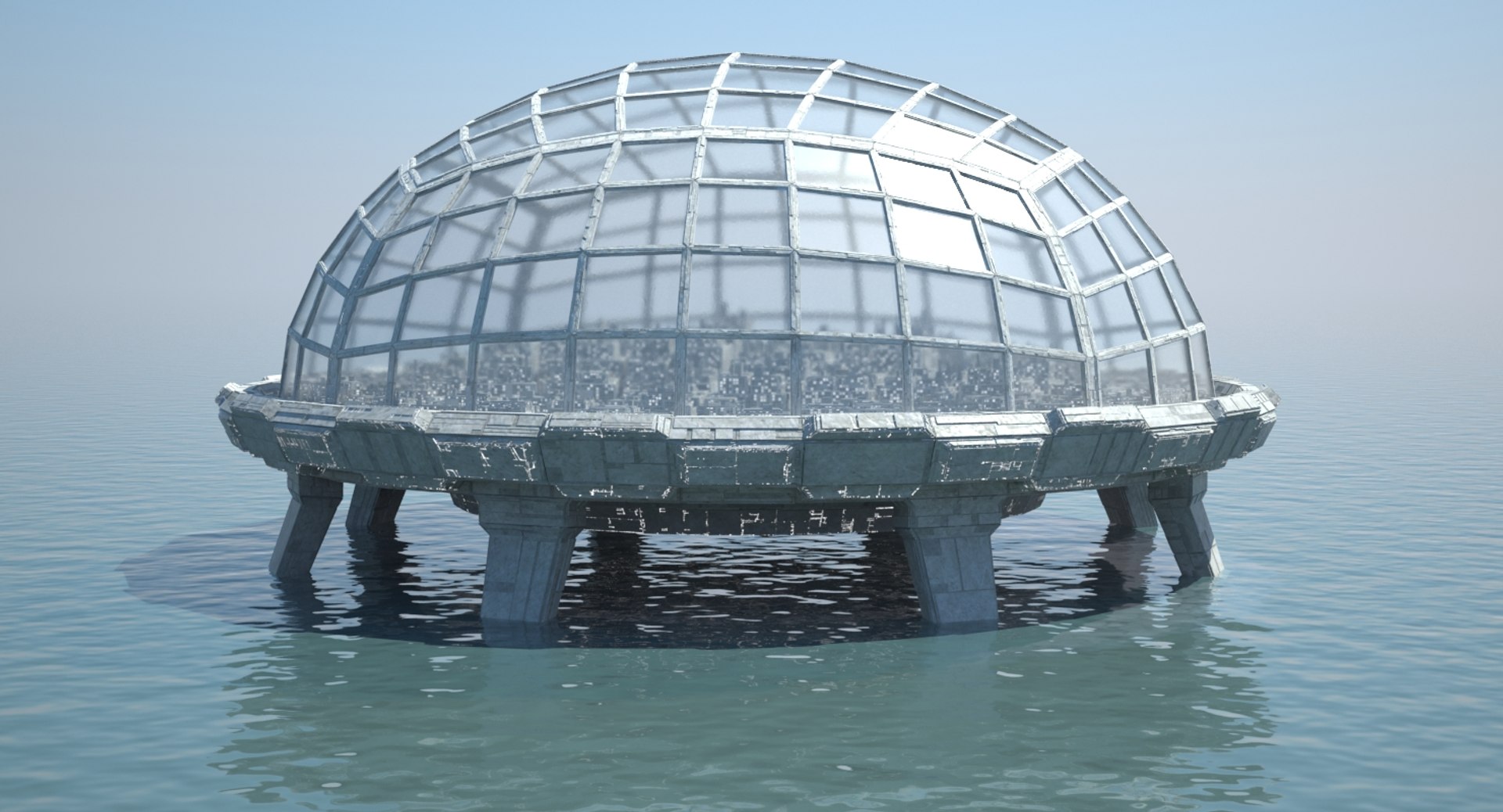 Ocean Dome City 3D Model - TurboSquid 1190064