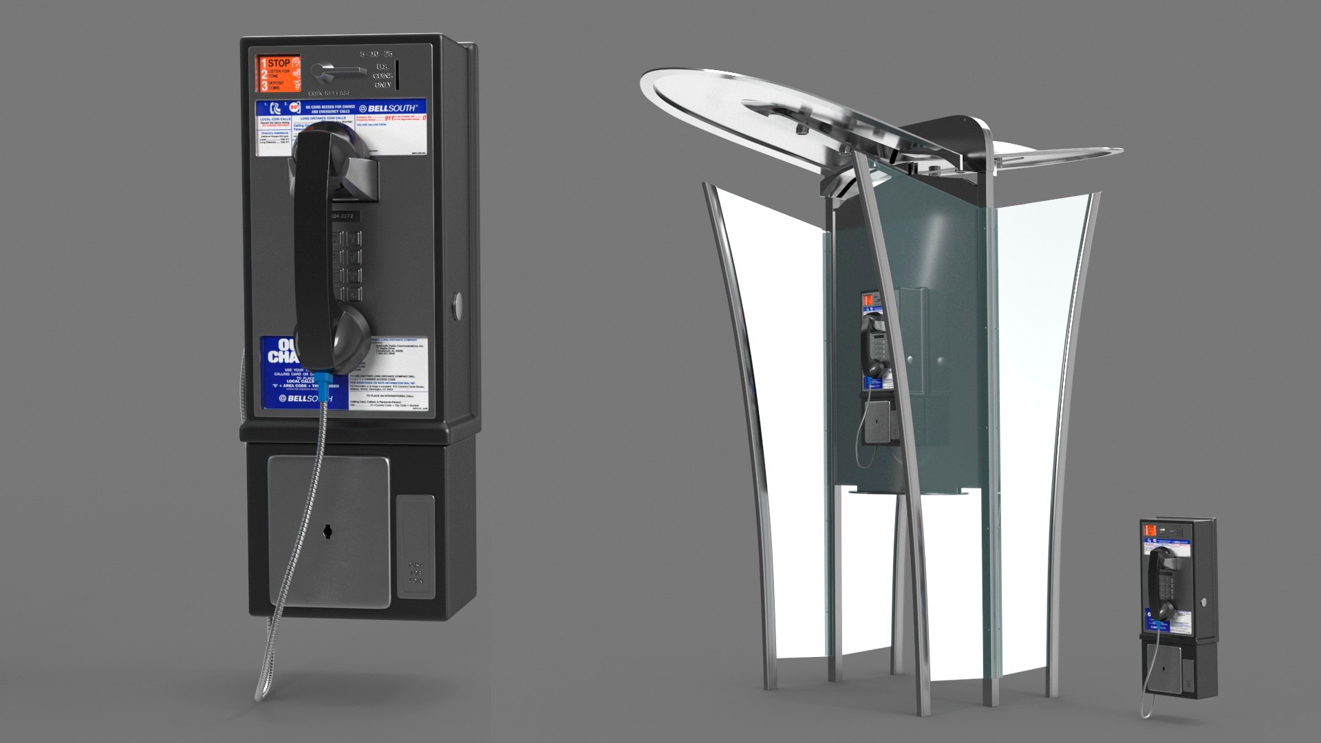 3D Modern Glass Phone Booth Model - TurboSquid 2200246