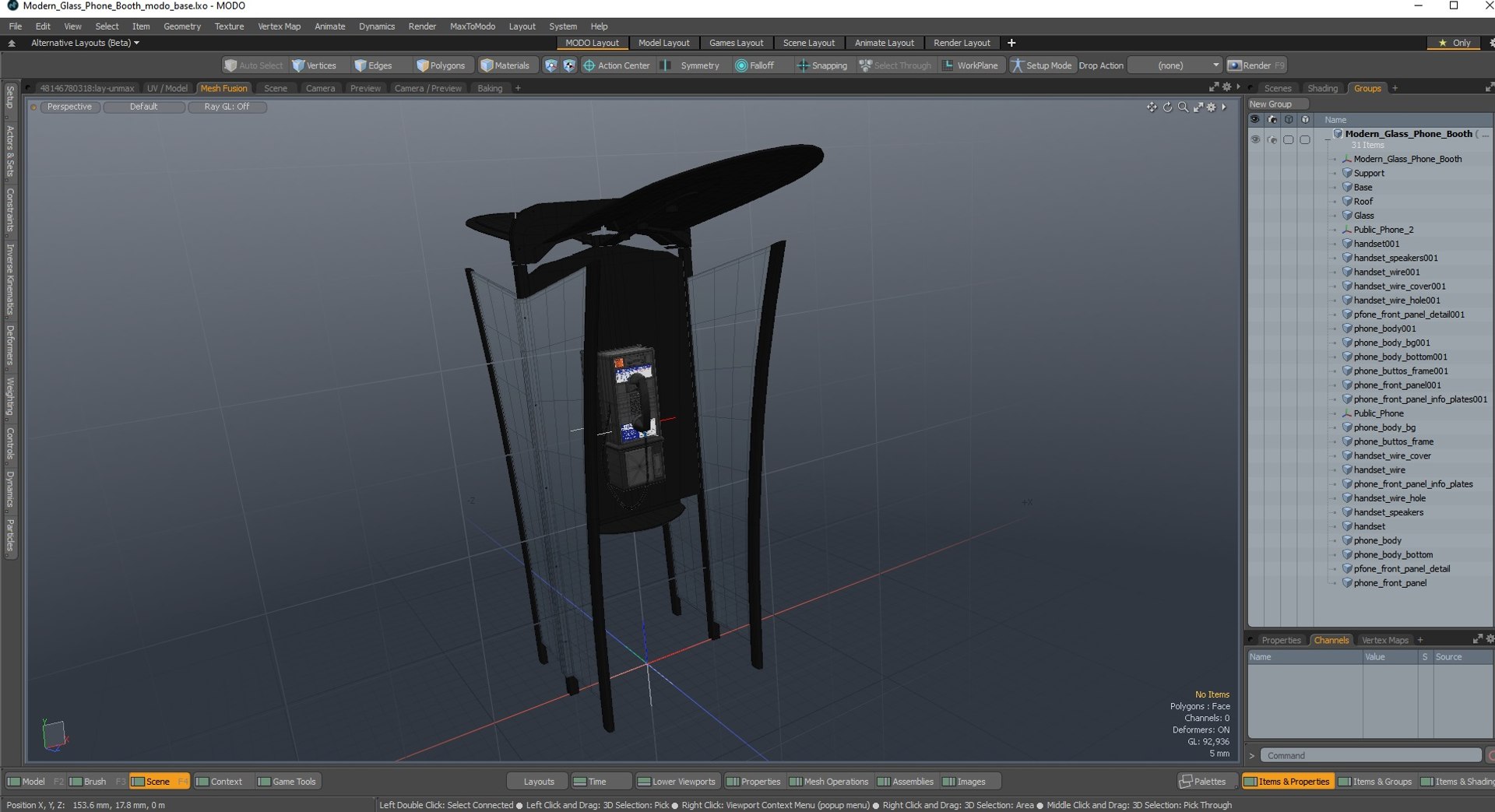 3D Modern Glass Phone Booth Model - TurboSquid 2200246