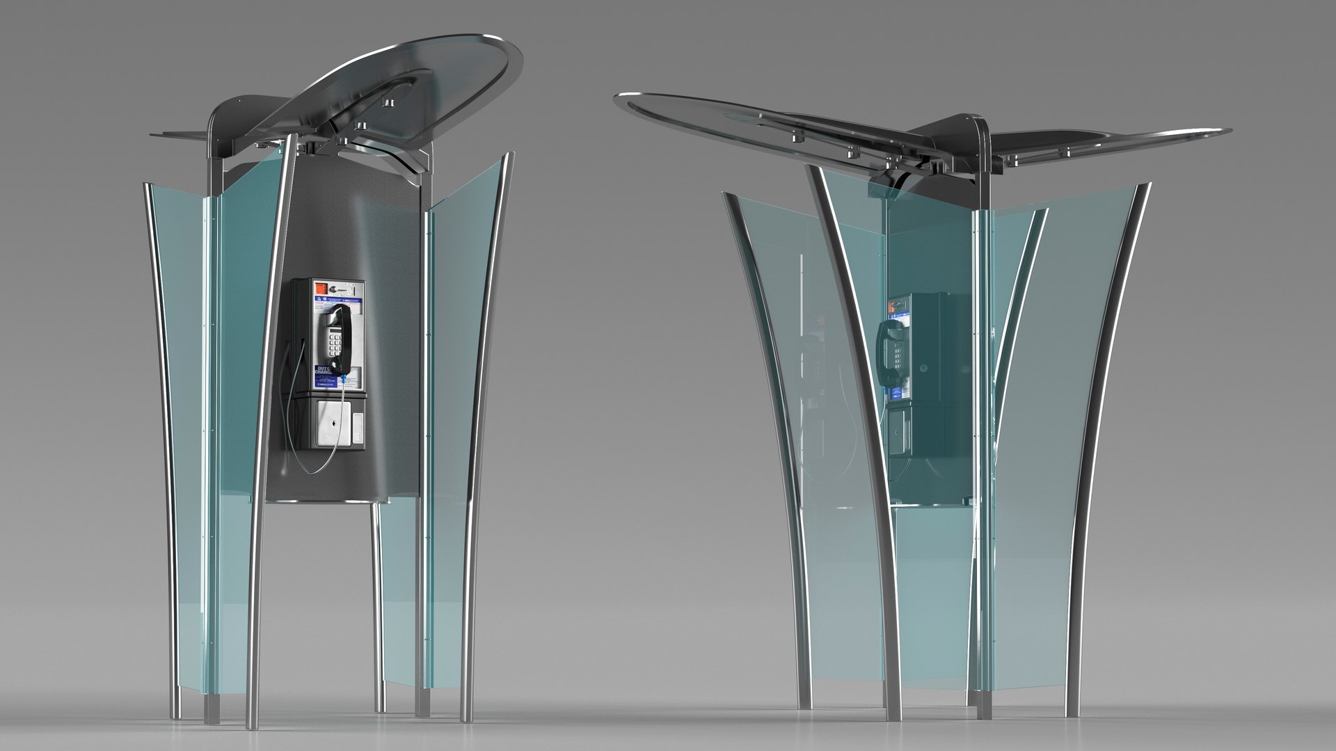 3D Modern Glass Phone Booth Model - TurboSquid 2200246