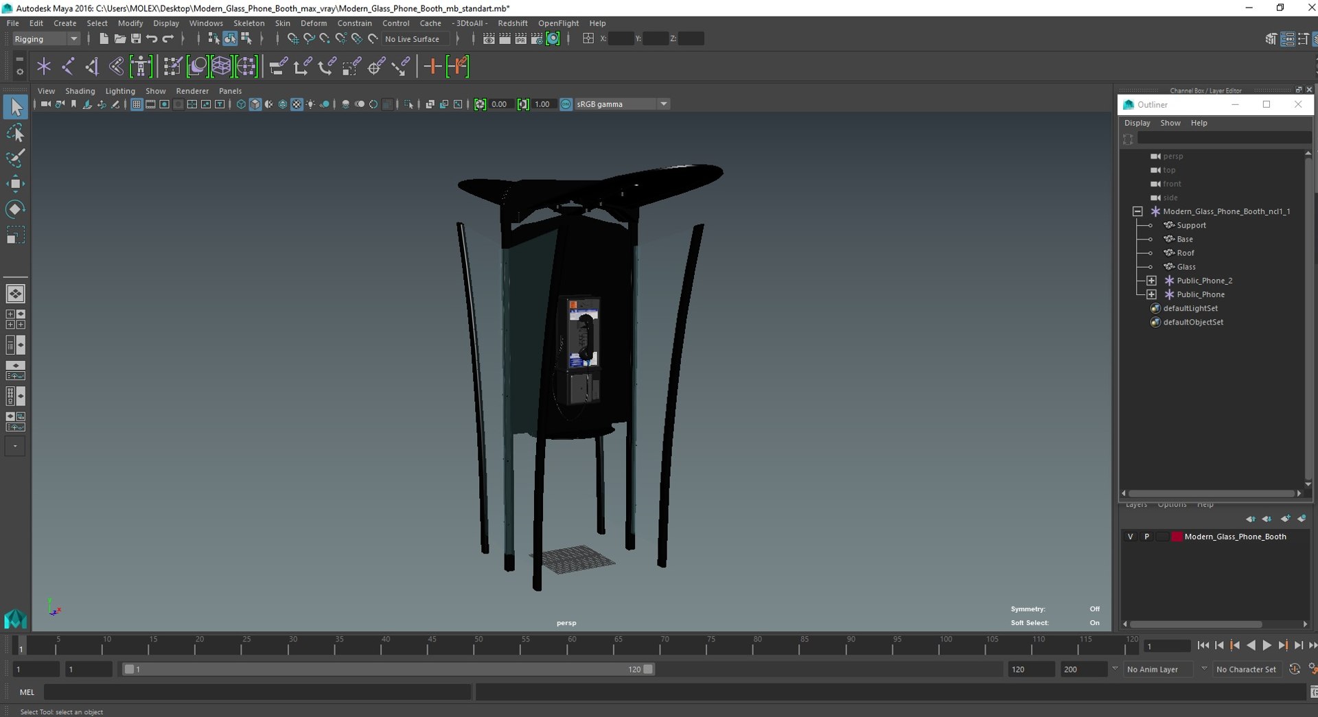 3D Modern Glass Phone Booth Model - TurboSquid 2200246