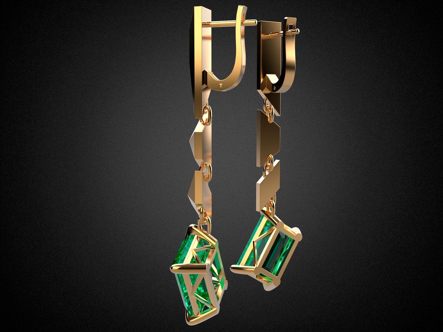3D Emerald Earrings Gold E13 Print Model - TurboSquid 1851323