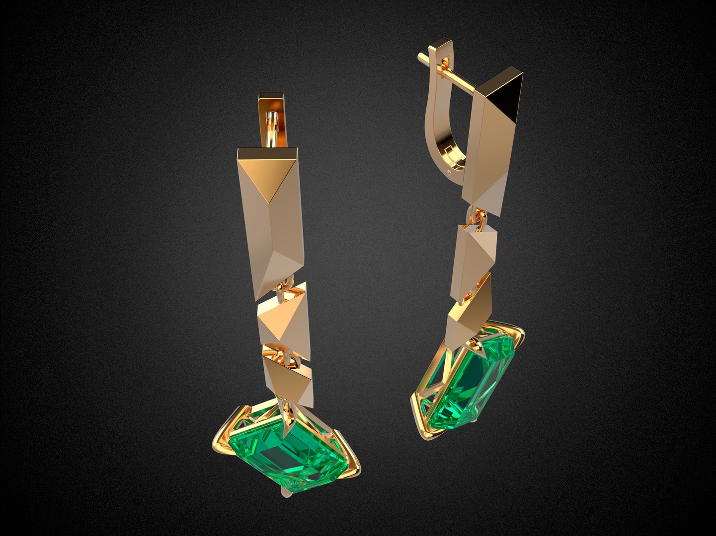 3D Emerald Earrings Gold E13 Print Model - TurboSquid 1851323