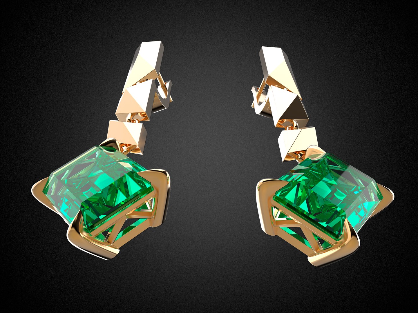 3D Emerald Earrings Gold E13 Print Model - TurboSquid 1851323