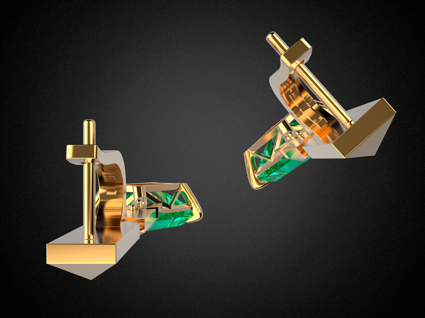 3D Emerald Earrings Gold E13 Print Model - TurboSquid 1851323