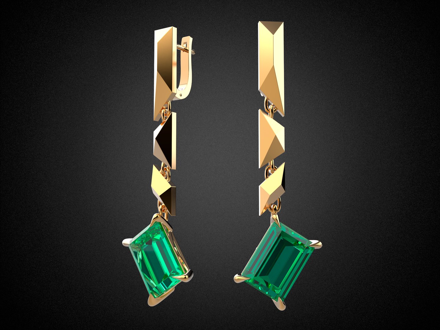 3D Emerald Earrings Gold E13 Print Model - TurboSquid 1851323