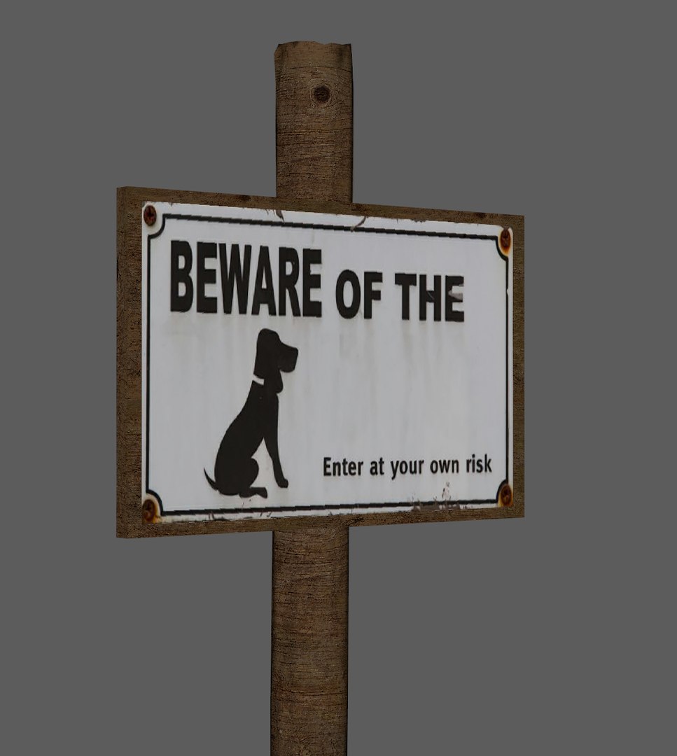 3D Beware Dog - TurboSquid 1311330