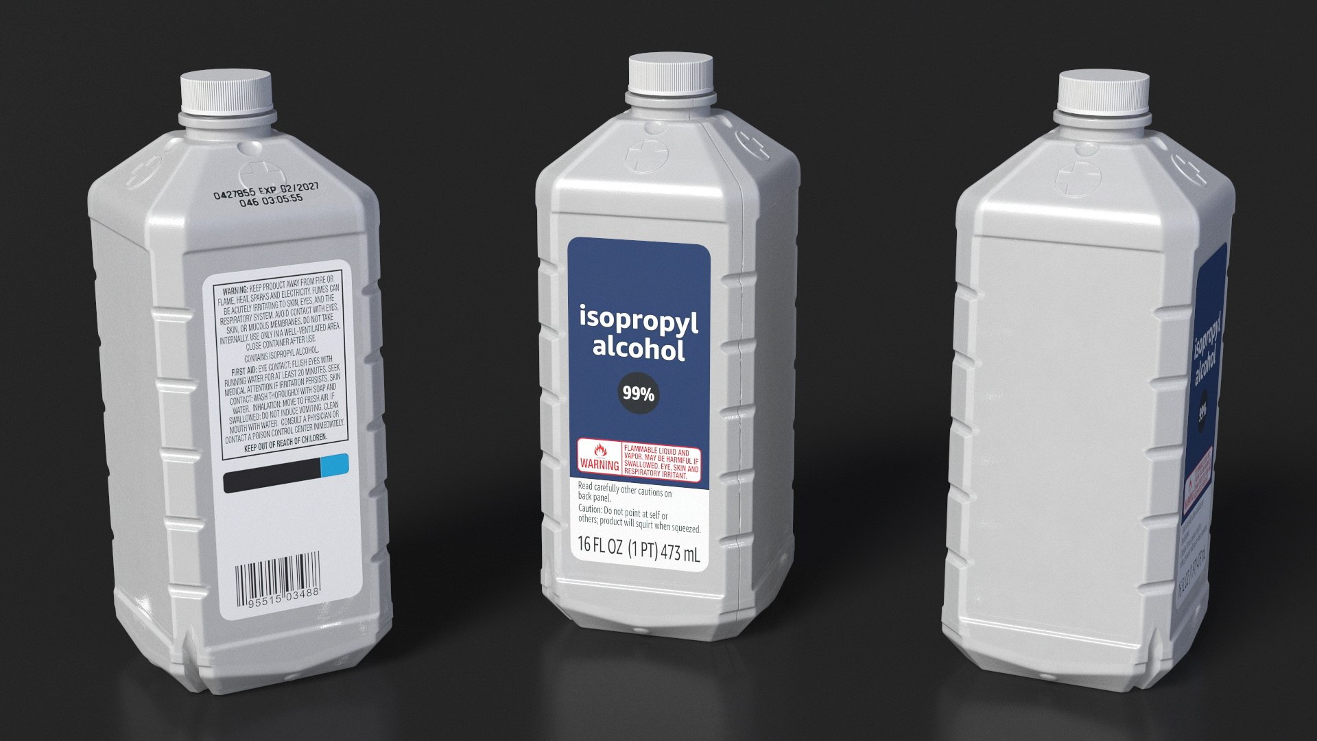 Medical Plastic Vial Isopropyl Alcohol 16 Fl Oz 3D - TurboSquid 2297533