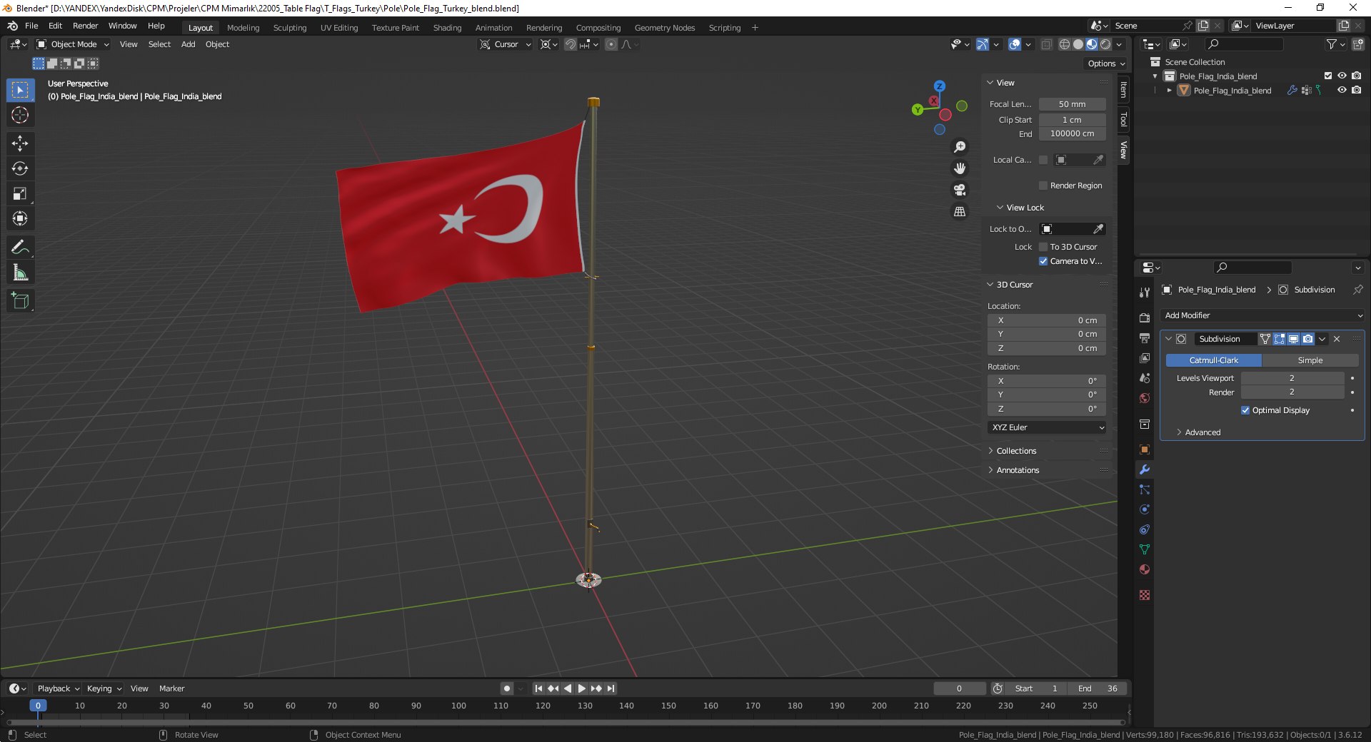 3D Pole Flag Turkey V2 - TurboSquid 2233701