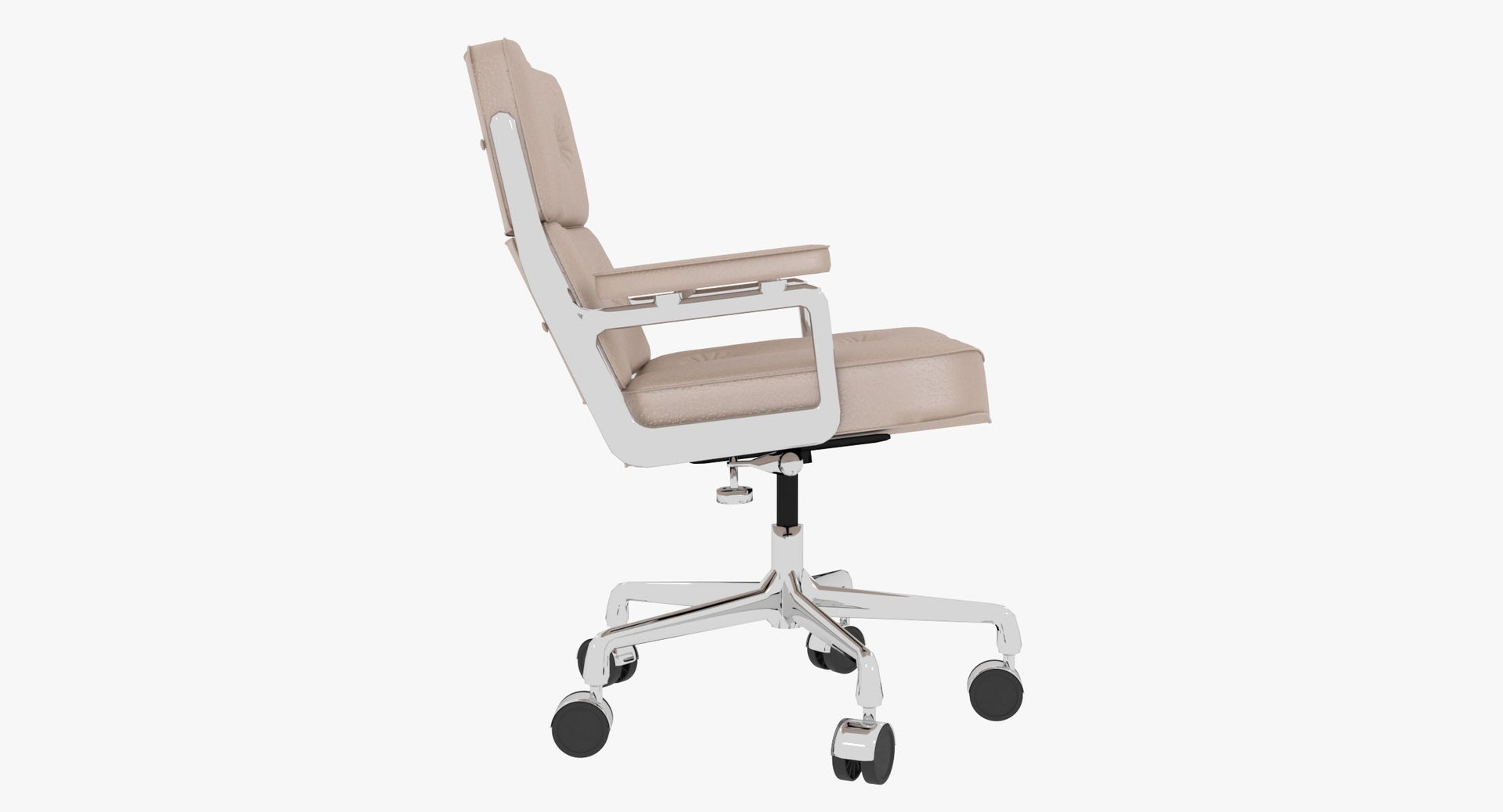 3D Eames Executive Chair Chrome Frame Beige Leather And Ottoman By ...