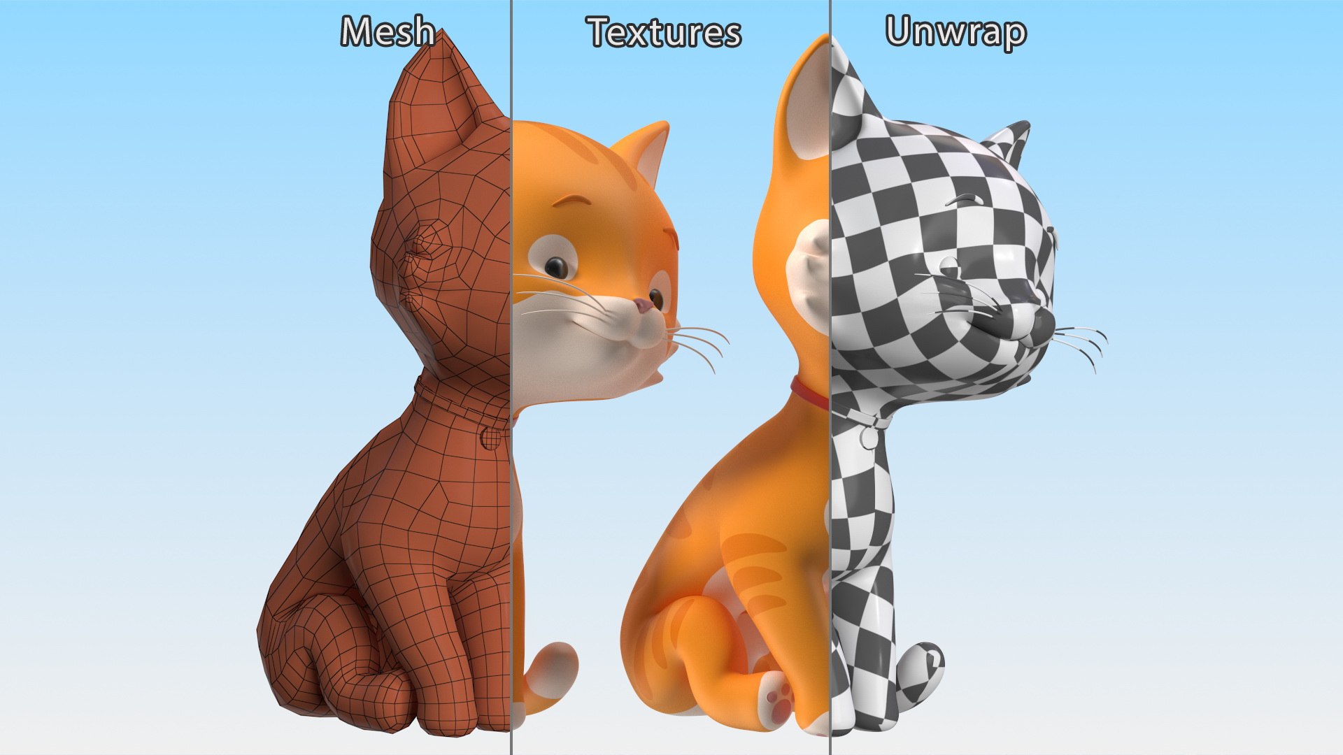 3D Cute Cartoon Cat Sitting - TurboSquid 1956083