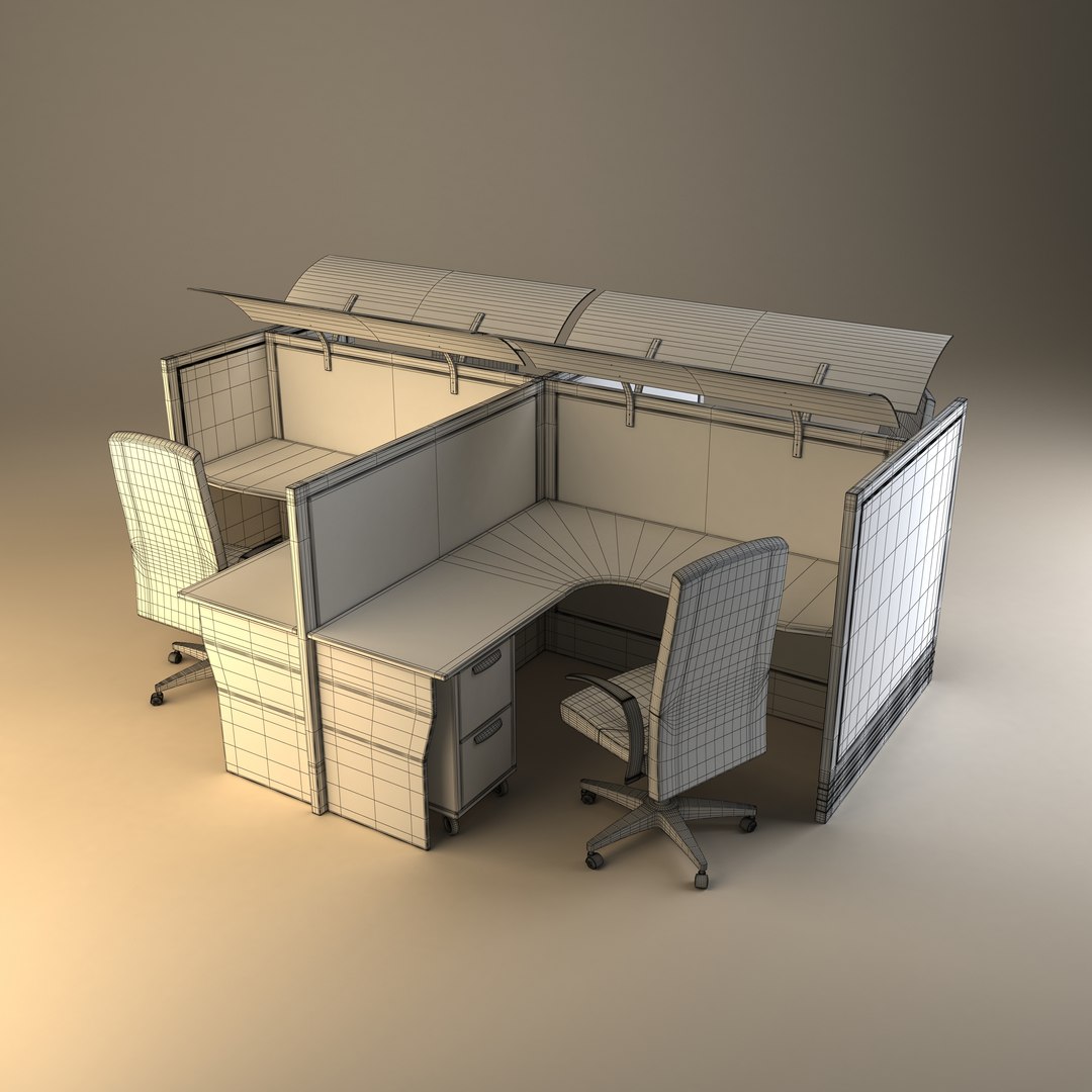 3d Cubicle Workstation Model