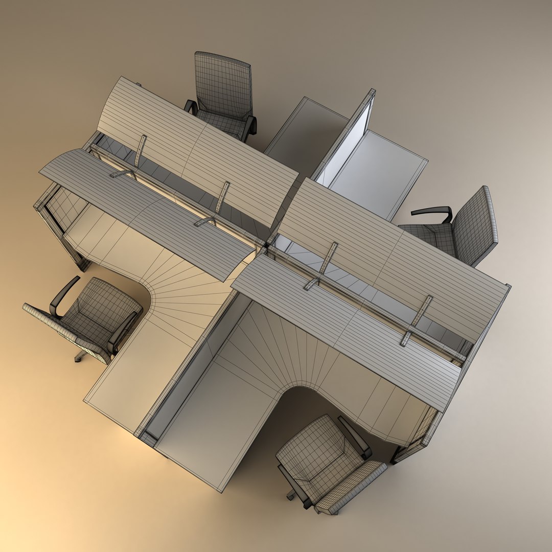 3d Cubicle Workstation Model