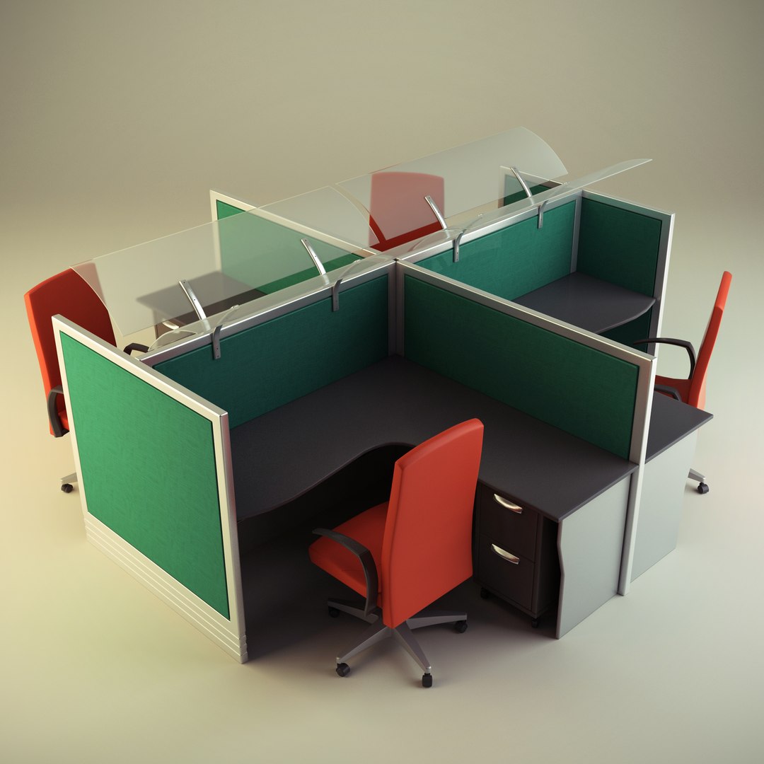 3d Cubicle Workstation Model