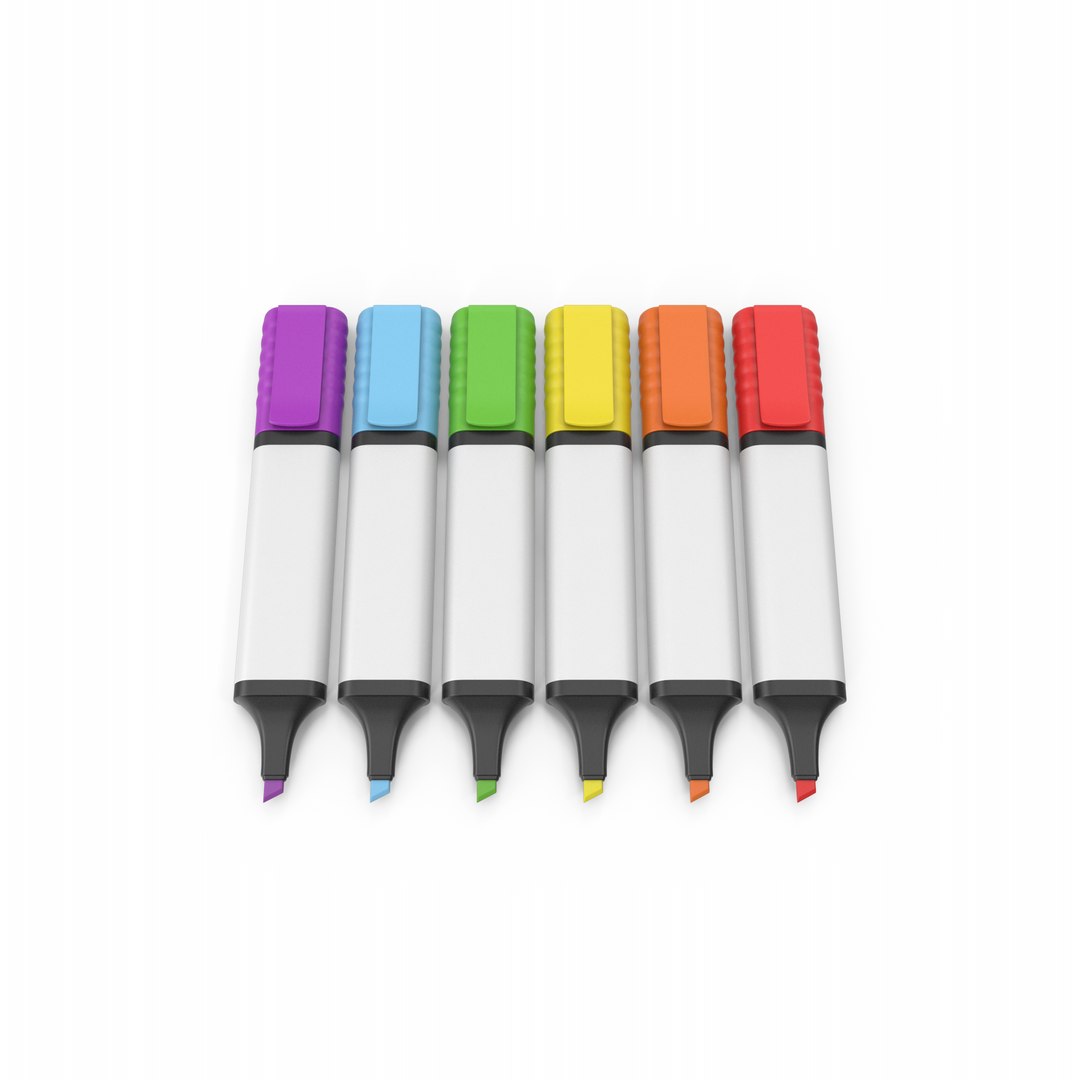 Colored Highlighters 3D Model - TurboSquid 2092235