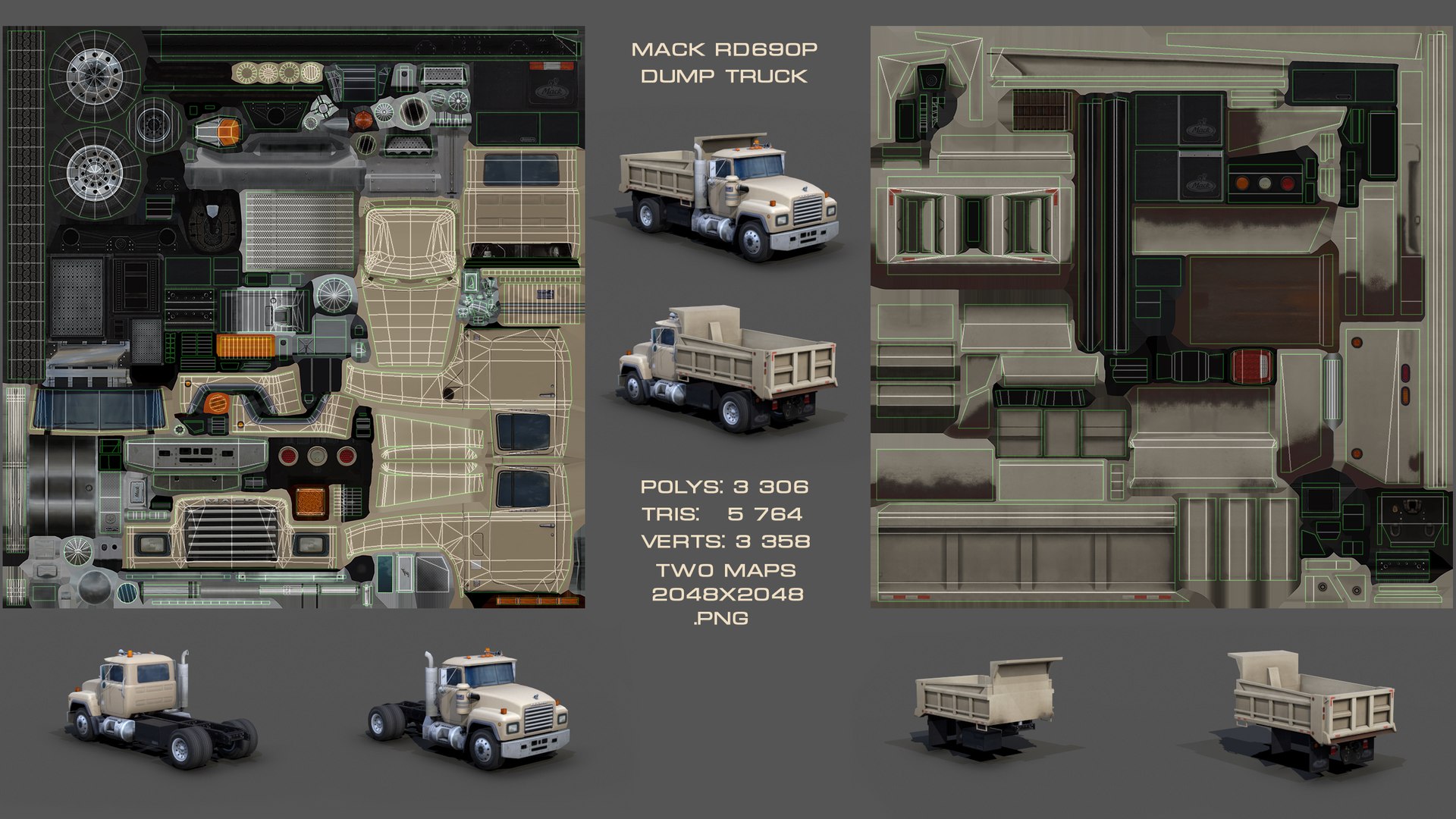 3D Mack RD690P Dump Truck S04 1996 Model - TurboSquid 1862492