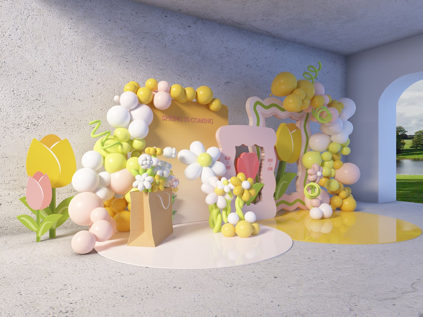 Party Check In Display Spring Day Balloon Party Balloon Flower Gift ...