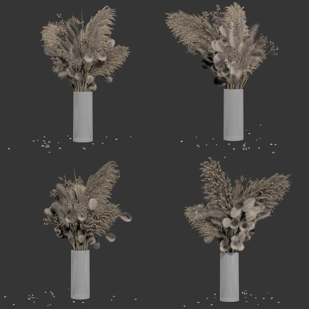 3D Model Dry Flowers In Modern Vase 3 - TurboSquid 1805600