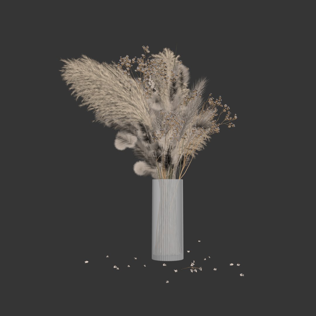 3D Model Dry Flowers In Modern Vase 3 - TurboSquid 1805600