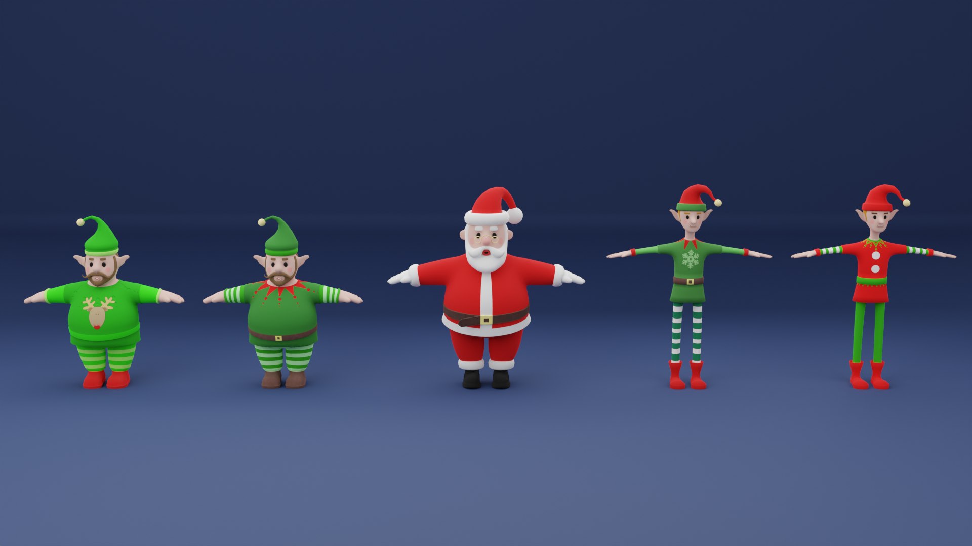 3D Model Santa Claus And Elves Christmas Characters - TurboSquid 1992379
