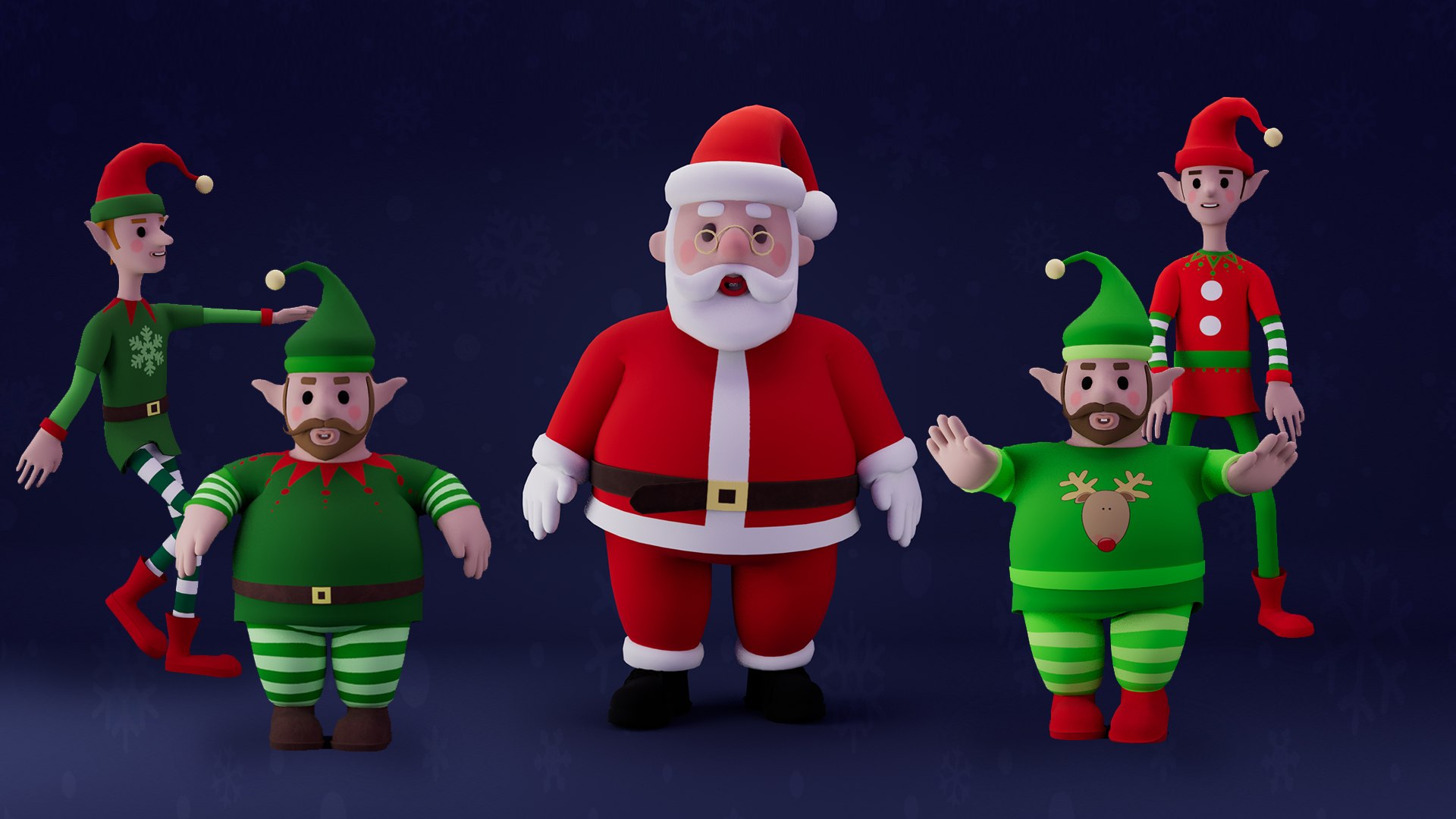 3D Model Santa Claus And Elves Christmas Characters - TurboSquid 1992379