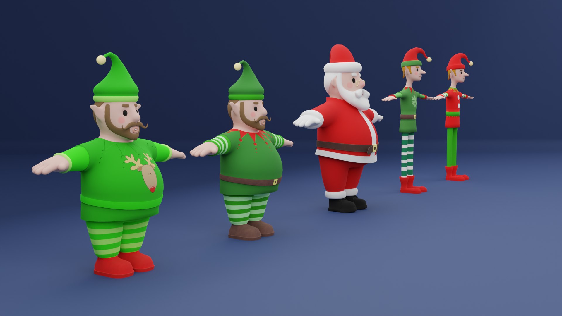 3D Model Santa Claus And Elves Christmas Characters - TurboSquid 1992379