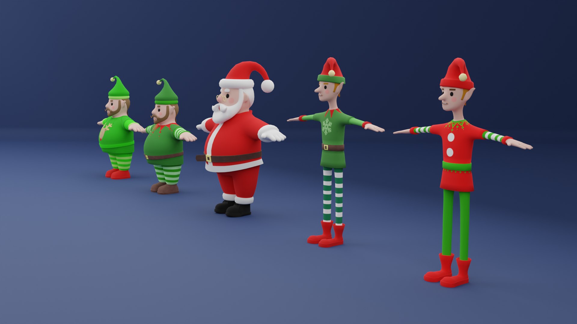 3D Model Santa Claus And Elves Christmas Characters - TurboSquid 1992379