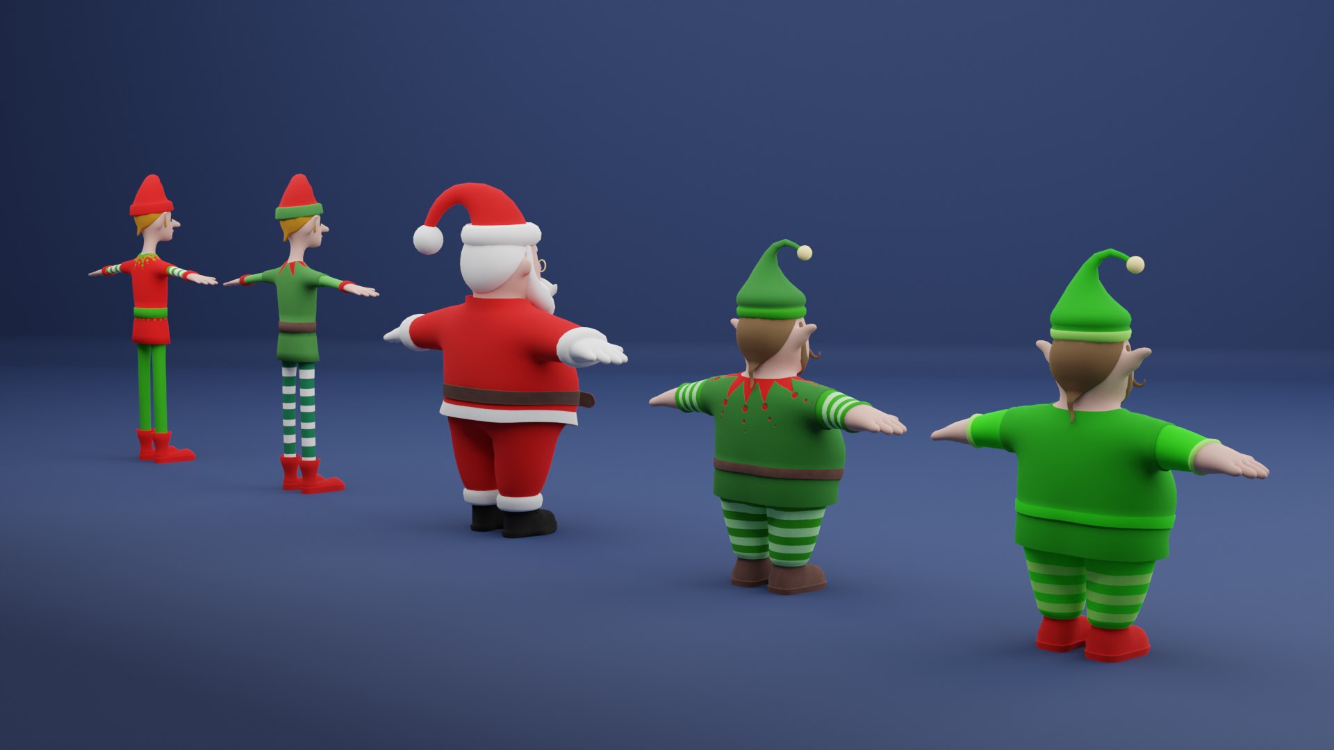 3D Model Santa Claus And Elves Christmas Characters - TurboSquid 1992379
