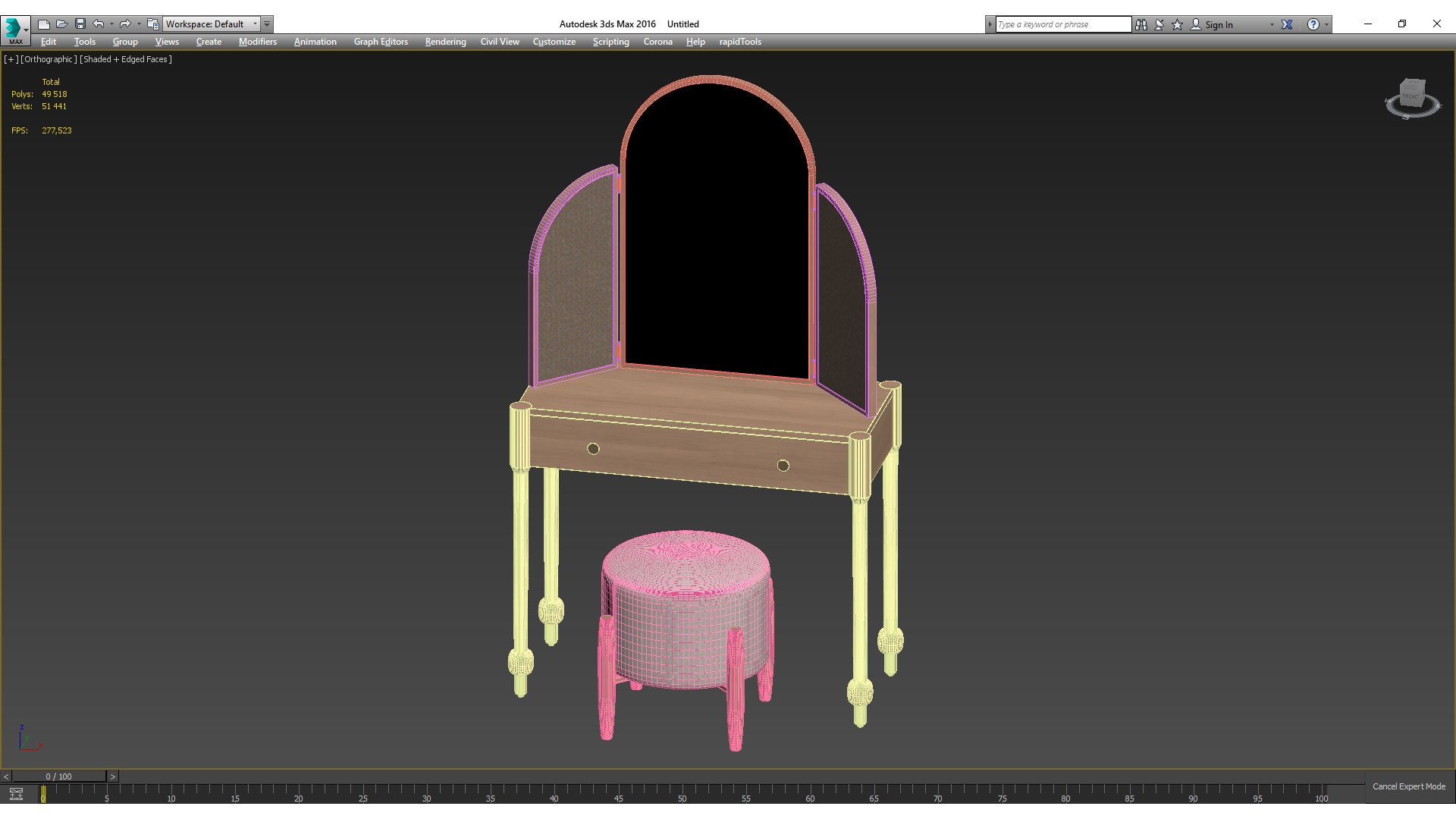 Snelling - Arch Vanity Mirror And Dressing Table 3D Model - TurboSquid 2173031