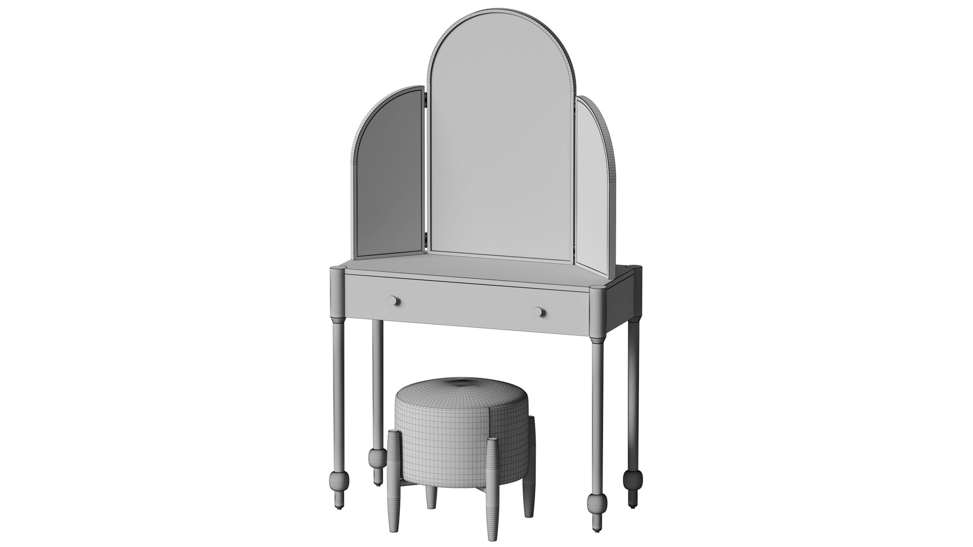 Snelling - Arch Vanity Mirror And Dressing Table 3D Model - TurboSquid 2173031