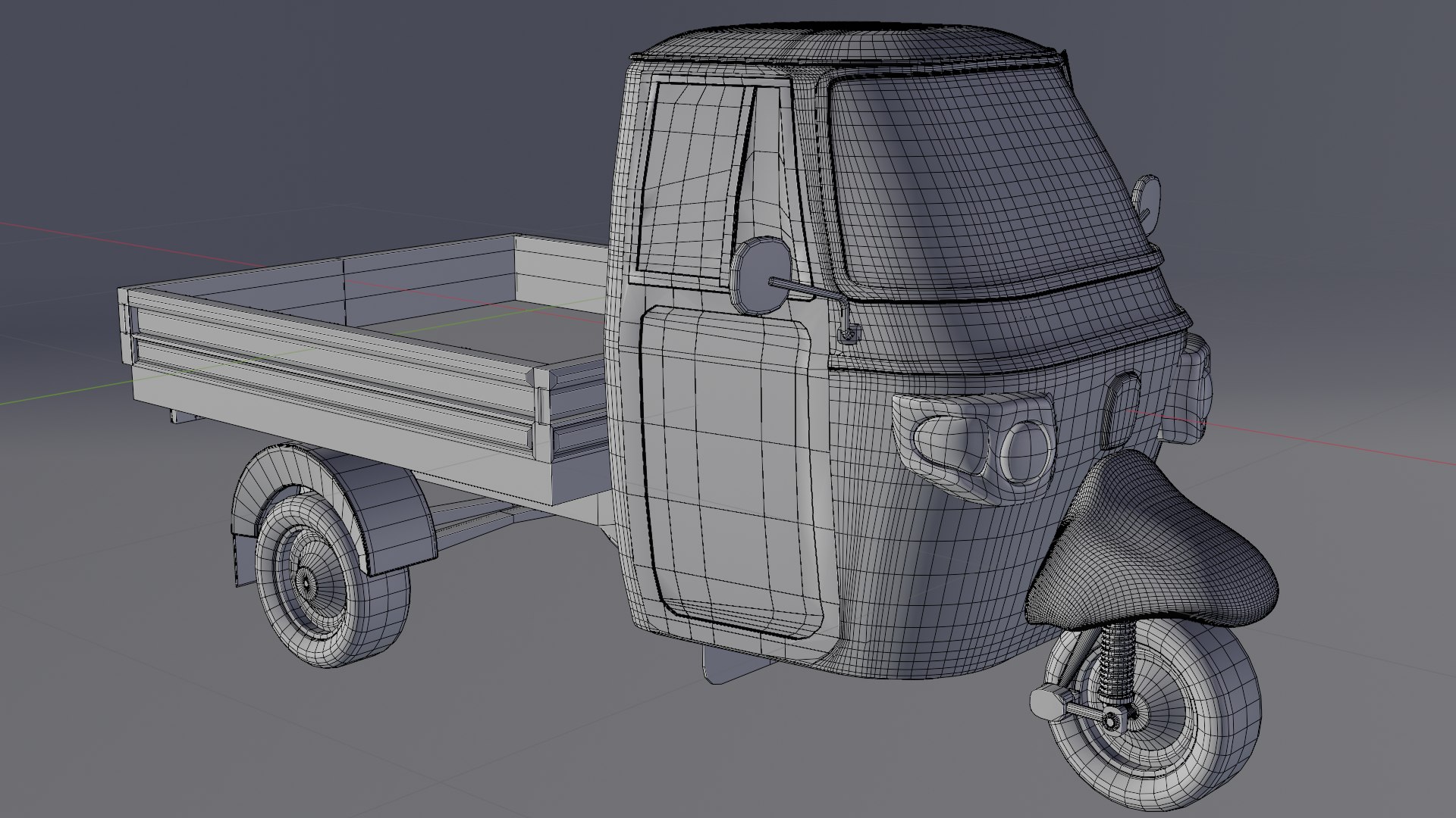 Piaggio Ape 3 Wheel Pickup Realistic 3D Model For VisualizationGames ...