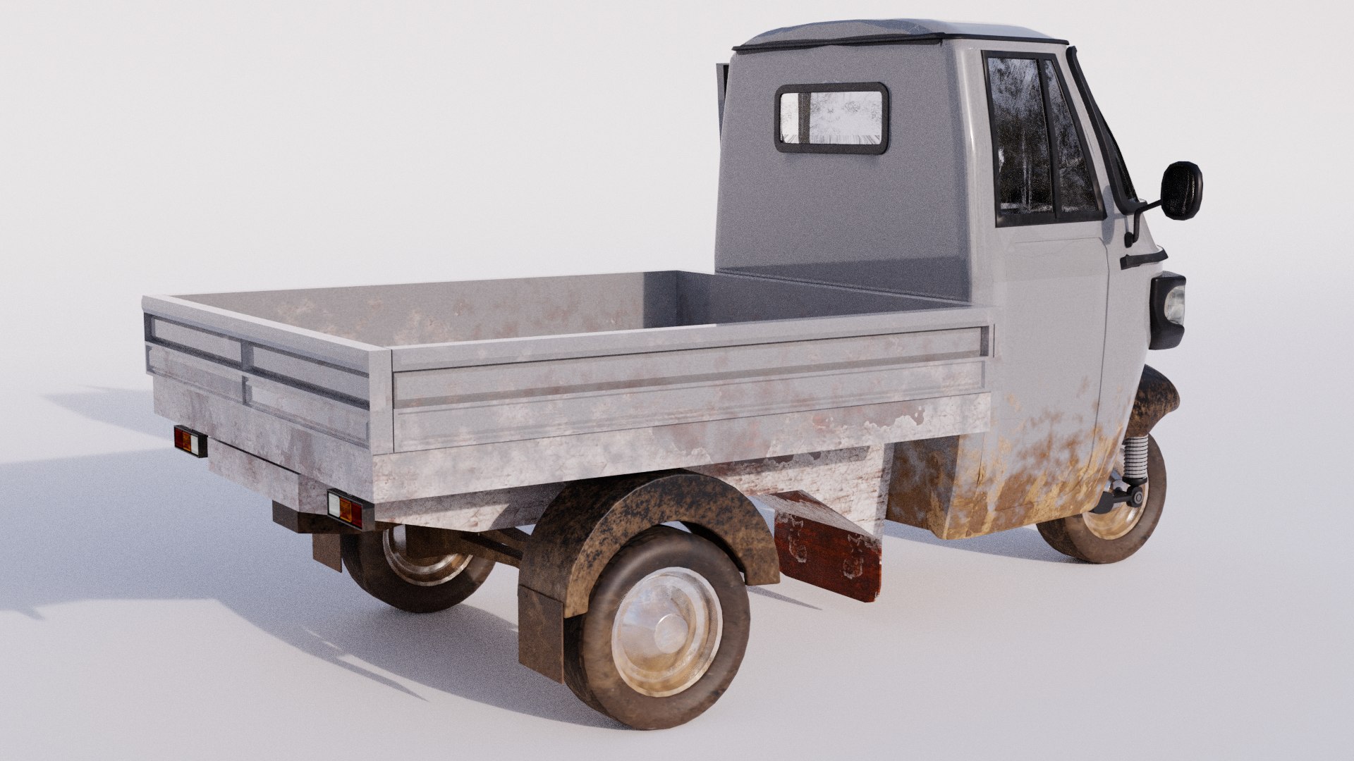 Piaggio Ape 3 Wheel Pickup Realistic 3D Model For VisualizationGames ...